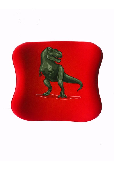 Office Küp Uzaktan Eğitim Çocuk Çalışma Masası Sandalyesi Visco Bel Yastığı - Kırmızı Dinozor