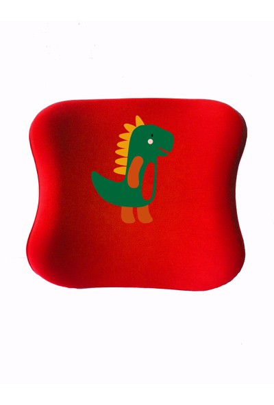 Office Küp Uzaktan Eğitim Çocuk Çalışma Masası Sandalyesi Visco Bel Yastığı - Kırmızı Sevimli Dino