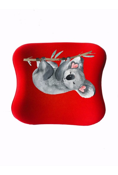 Office Küp Uzaktan Eğitim Çocuk Çalışma Masası Sandalyesi Visco Bel Yastığı - Kırmızı Koala