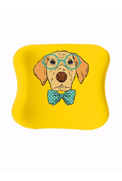 Office Küp Uzaktan Eğitim Çocuk Çalışma Masası Sandalyesi Visco Bel Yastığı- Sarı Köpek