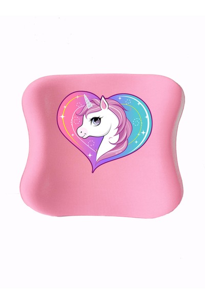 Office Küp Uzaktan Eğitim Çocuk Çalışma Masası Sandalyesi Visco Bel Yastığı - Pembe Unicorn