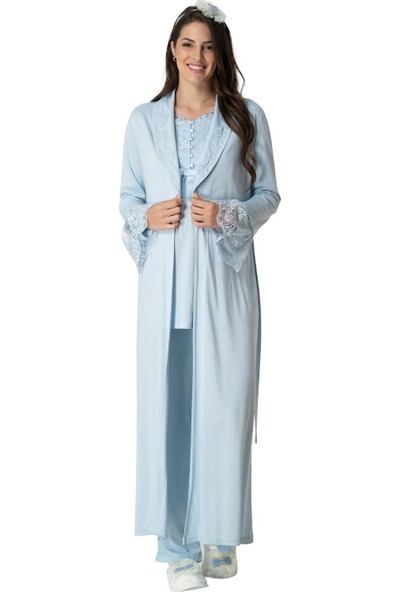 Mecit Pijama 5416 Uzun Sabahlıklı Lohusa Pjama Takımı