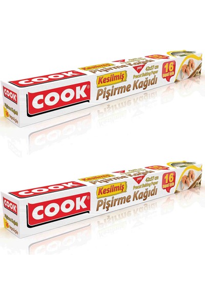 Cook Kesilmiş Pişirme Kağıdı 16 Tepsi (42 x 37 Cm) x 2 Cook Kesilmiş Pişirme Kağıdı 16 Tepsi (42 x 37 Cm) x 2