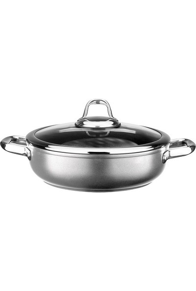 Leggno Master Serisi Çelik Kulplu Sığ Tencere Metalik Gri 28 cm Leggno Master Serisi Çelik Kulplu Sığ Tencere Metalik Gri 28 cm