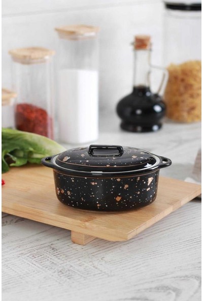 Acar Vanessa Porselen Benek Desen Oval Tencere Siyah Acar Vanessa Porselen Benek Desen Oval Tencere Siyah