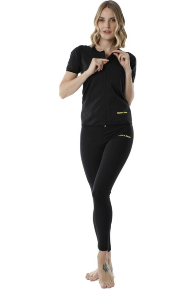 Sweet Sauna Spor Korse Tayt ve Fermuarlı Kısa Kollu Takım