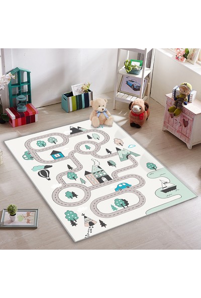 Karnaval Home Karnaval Soft Iskandinav Yol Çocuk Odası Halısı Karnaval Home Karnaval Soft Iskandinav Yol Çocuk Odası Halısı