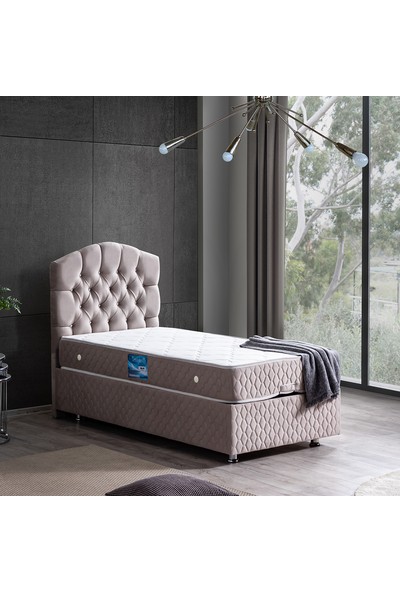 Setay Zümrüt Tek Kişilik Baza Başlık Orthosoft Yatak Seti Gri