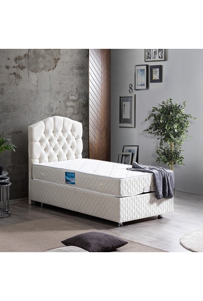 Setay Zümrüt Tek Kişilik Baza Başlık Orthosoft Yatak Seti Krem