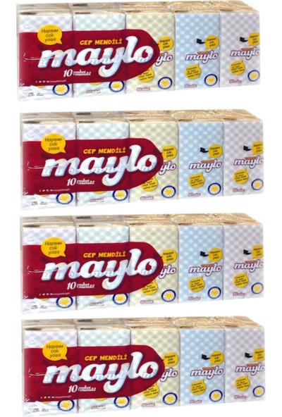 Maylo Cep Mendili 10'lu Paket x 4'lü Maylo Cep Mendili 10'lu Paket x 4'lü
