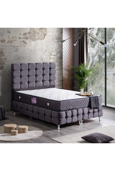 Setay Duke Lüx Çift Kişilik Baza Başlık Delüx Yatak Seti Antrasit Gri