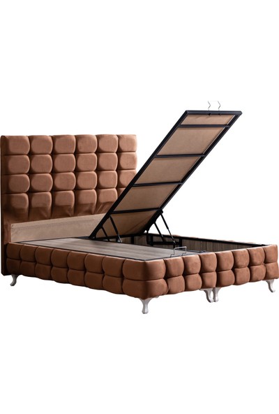 Setay Duke Lüx Çift Kişilik Baza Başlık Seti Açık Kahve