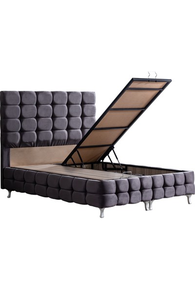 Setay Duke Lüx Çift Kişilik Baza Başlık Seti Antrasit Gri