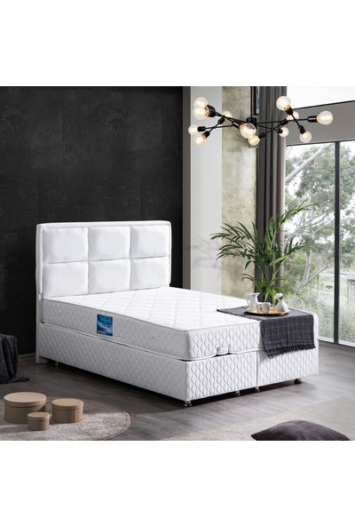 Setay Grand Çift Kişilik Baza Başlık Orthosoft Yatak Seti Beyaz