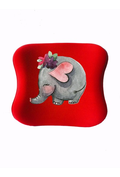 Office Küp Uzaktan Eğitim Çocuk Çalışma Masası Sandalyesi Visco Bel Yastığı - Kırmızı Fil