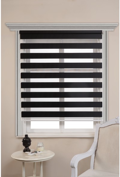 Asper Siyah Bambu Mekanizmalı Zebra Stor Perde Asper Siyah Bambu Mekanizmalı Zebra Stor Perde