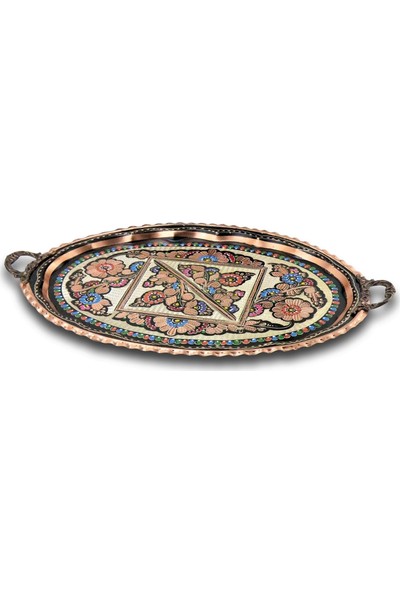 Sonay Bakırcılık 1 mm Kalın Gül Çiçek Oval Bakır Tepsi Sonay Bakırcılık 1 mm Kalın Gül Çiçek Oval Bakır Tepsi