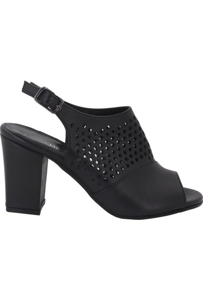 Hobby Siyah Deri Topuklu Kadın Ayakkabı LP0228