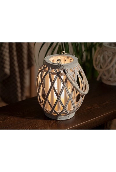 English Home Shiny Bambu Fener 17X18CM Beyaz English Home Shiny Bambu Fener 17X18CM Beyaz