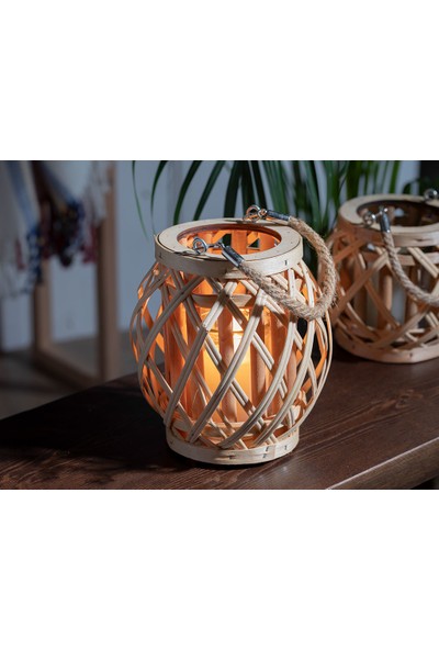 English Home Shiny Bambu Fener 19X18CM Bej English Home Shiny Bambu Fener 19X18CM Bej