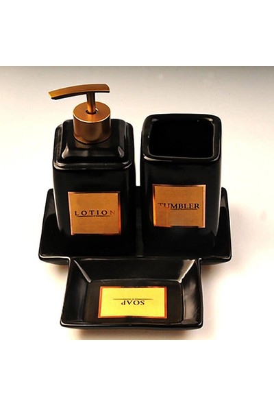 Arow Porselen Banyo Seti 3'lü Cardo Siyah