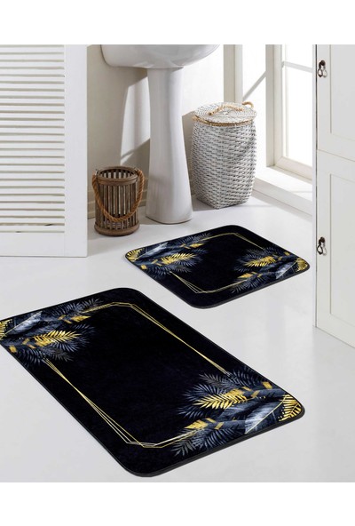 Potamia Newhall Siyah / Gold Desenli Banyo Seti