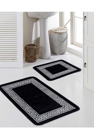 Potamia Newhall Siyah / Beyaz Desenli Banyo Seti