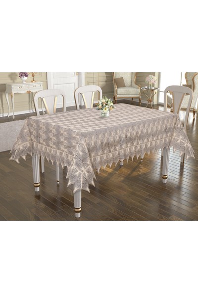 Tropik Home Tropikhome Nakışlı Çeyizlik Büyük Boy Lüks Masa Örtüsü 150X260