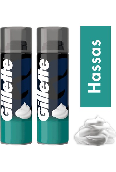 Gillette Tıraş Köpüğü Hassas 200 ml X 2 Adet Gillette Tıraş Köpüğü Hassas 200 ml X 2 Adet