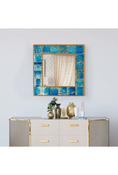 Bluecape Napoli Doğal Ağaç 60X60 cm Çerçeveli El Yapımı Çini Seramik Kaplı Salon Duvar Konsol Boy Aynası Bluecape Napoli Doğal Ağaç 60X60 cm Çerçeveli El Yapımı Çini Seramik Kaplı Salon Duvar Konsol Boy Aynası