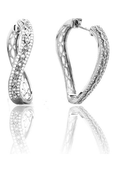 Glint Point Örgü Desenli Zirkon Taşlı Kıvrımlı Gümüş Küpe Glint Point Örgü Desenli Zirkon Taşlı Kıvrımlı Gümüş Küpe