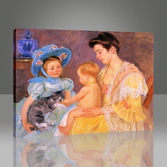 Arty Tablo Children Playing With A Cat Tablo Fiyatı