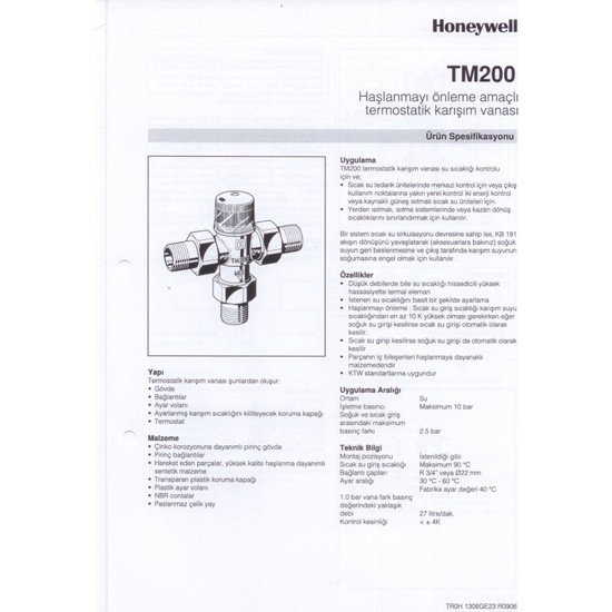 Honeywell TM200 Solar-3/4e Rekorsuz Termal Karışım Vanası Fiyatı