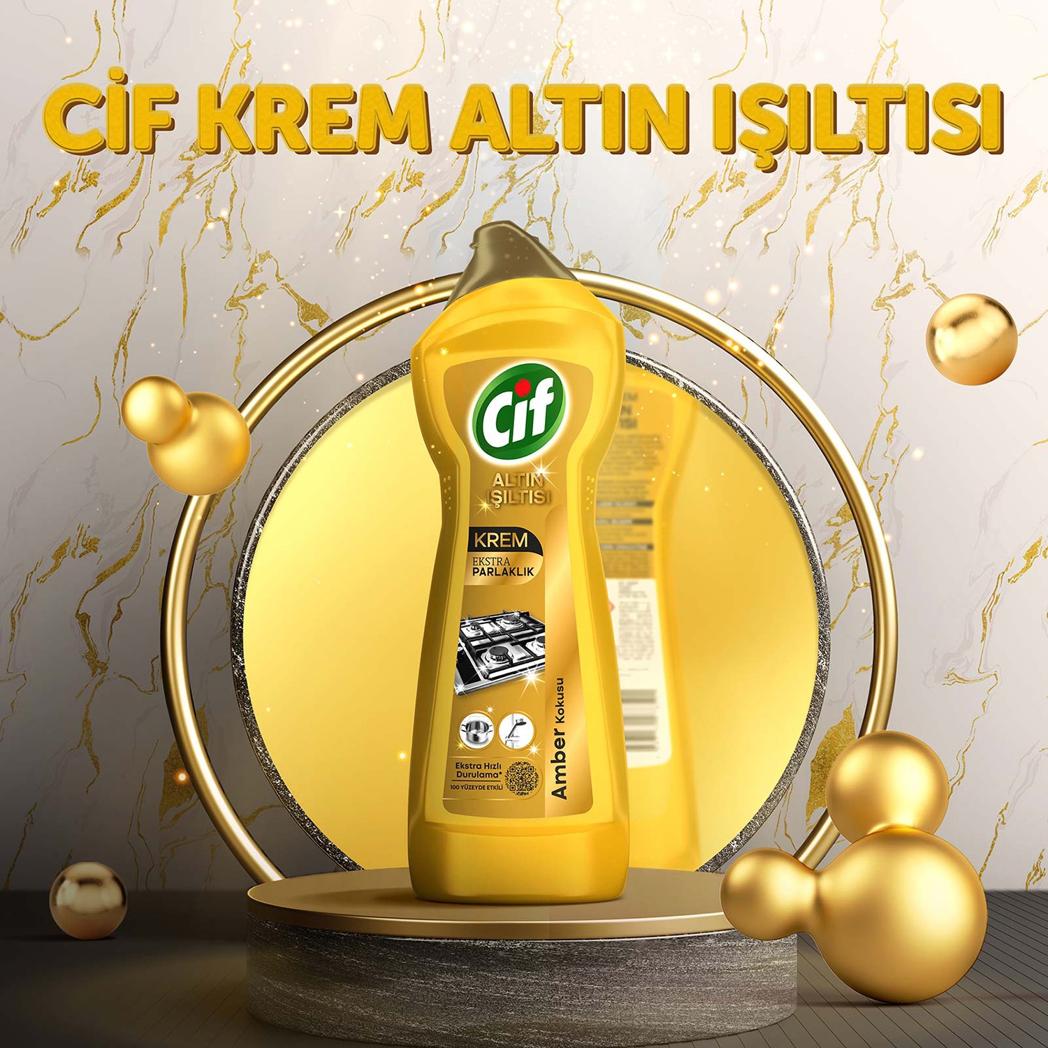 Cif Krem Yüzey Temizleyici Altın Işıltısı Amber Kokulu 750 Fiyatı