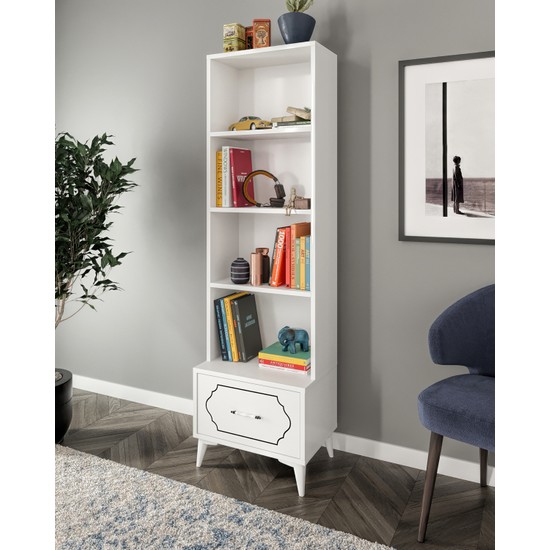 Kzn Home Hayal Modern Çekmeceli Mdf Kitaplık Beyaz - Tamamı Fiyatı