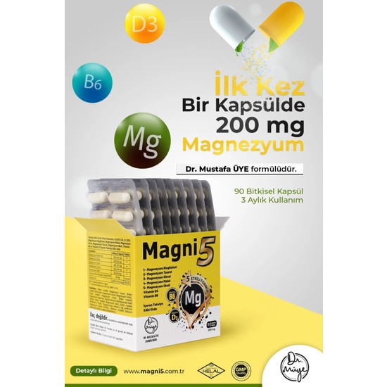 Dr. Müye Magnezyum 5 Etkili Form 450 Kapsül B6 D3 Vit Magni5 Fiyatı