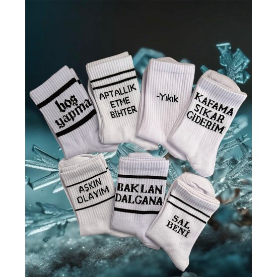 Çorap Dünyam 7'li Seri Yazili Komik Neşeli Kolej Tenis Çorap Fiyatı