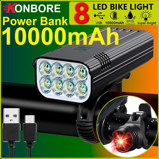 8T6-5200MAH-USB Stili Mah Bisiklet Işık Far Yüksek Lümen LED Fiyatı