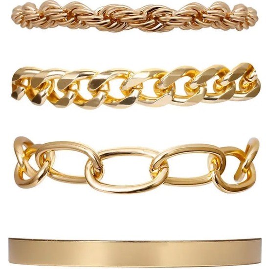 Qiuhong Shop S17 Boho Kalın Altın Renk Charm Bilezikler Fiyatı