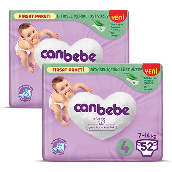Canbebe Bebek Bezi Fırsat Paketi 4 Beden Maxi (7-14 Kg) 52 Fiyatı