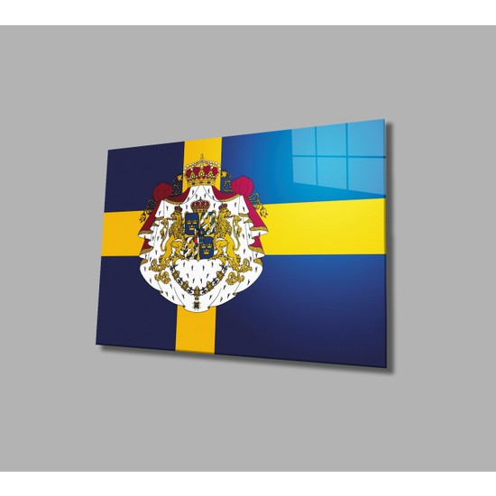 Miraax Isveç Bayrağı Cam Tablo Swedish Flag Fiyatı