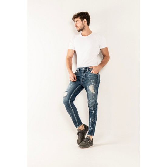 Gabbia Denim 0020 Süper Slim Fit Mavi Yıkamalı Yırtıklı Fiyatı