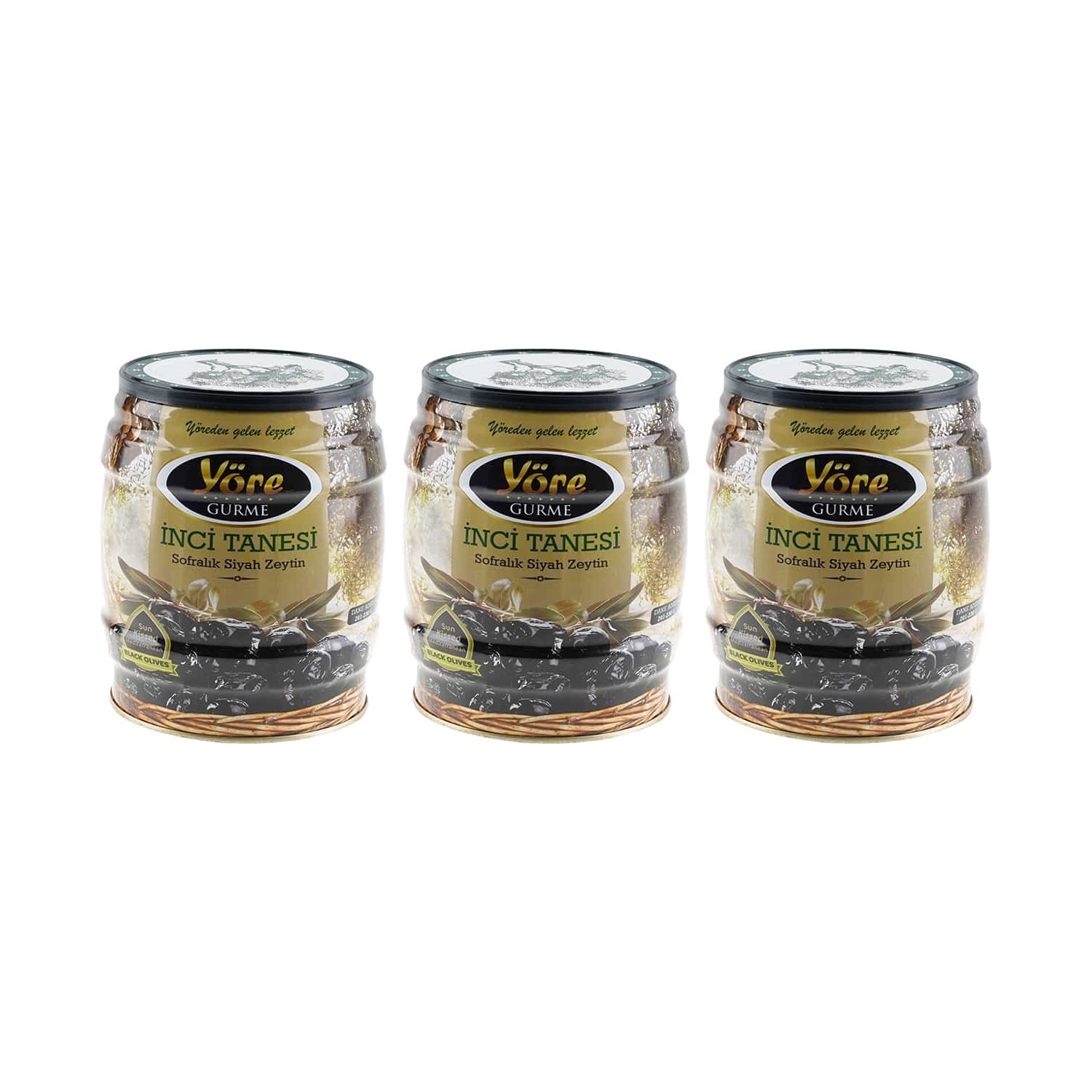 Yöre Gurme İnci Tanesi Siyah Zeytin 750 gr Teneke 3'lü Paket Fiyatı