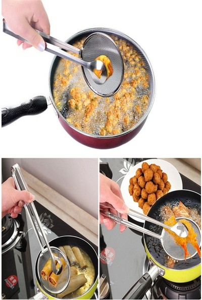 Ersamica Paslanmaz Süzgeçli Kızartma ve Haşlama Maşası Maşalı Kevgir Ersamica Paslanmaz Süzgeçli Kızartma ve Haşlama Maşası Maşalı Kevgir