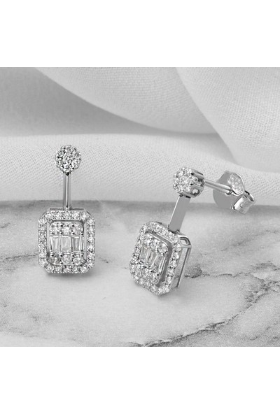 Bilezikci 0,33 Karat Baget Pırlanta Küpe