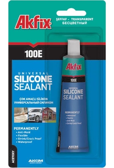 Akfix 100E Genel Amaçlı Şeffaf Tüp Silikon 50 ml Akfix 100E Genel Amaçlı Şeffaf Tüp Silikon 50 ml