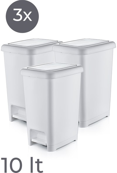 Vienev 3'lü Dünya Plastik 10 lt Slim Pedallı Çöp Kovası Vienev 3'lü Dünya Plastik 10 lt Slim Pedallı Çöp Kovası