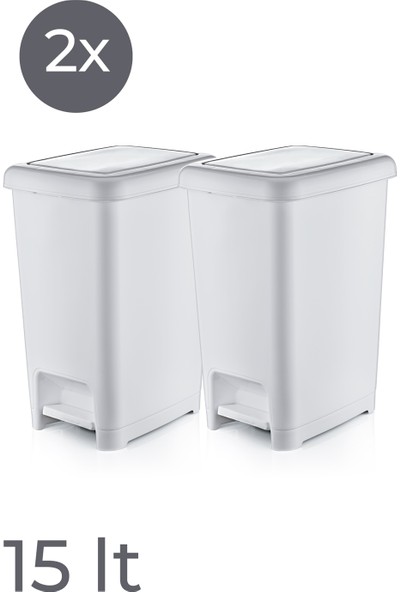 Vienev 2'li Dünya Plastik 15 lt Slim Pedallı Çöp Kovası Vienev 2'li Dünya Plastik 15 lt Slim Pedallı Çöp Kovası