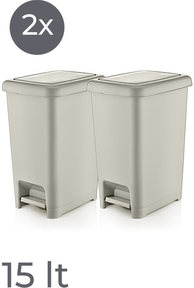 Vienev 2'li Dünya Plastik 15 lt Slim Pedallı Çöp Kovası Vienev 2'li Dünya Plastik 15 lt Slim Pedallı Çöp Kovası