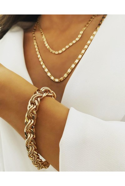 Mayko Bijuteri Örgü Model Çelik Bileklik